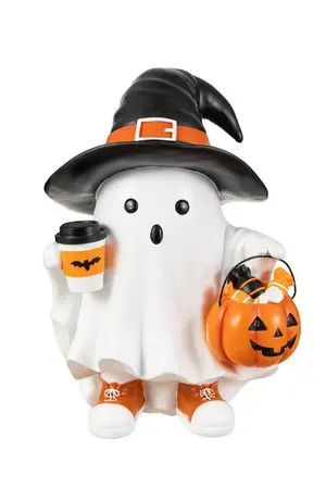 GLITZHOME Halloween Resin Witch Ghost Table Decor - Black