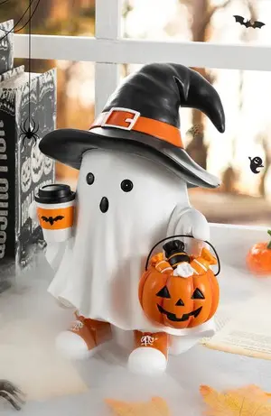 GLITZHOME Halloween Resin Witch Ghost Table Decor - Black