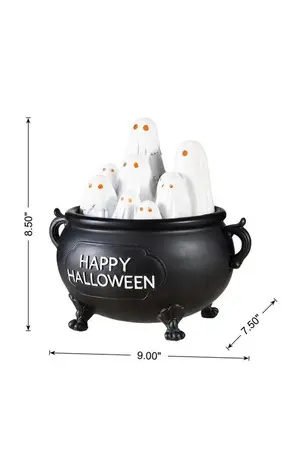 GLITZHOME Halloween Lighted Polyresin Ghosts In Cauldron Table Decor With Timer