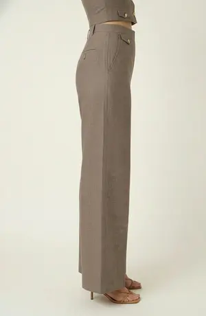 MODENAIRE Strapless Button-front Crop Top And Wide-leg Pants Two-piece Set