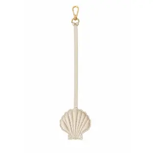 F3ROG BY RANA Seashell Leather Keychain - Beige/white