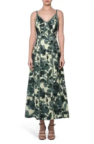 Adelyn Rae Madison Floral Print Cotton & Linen Maxi Slipdress