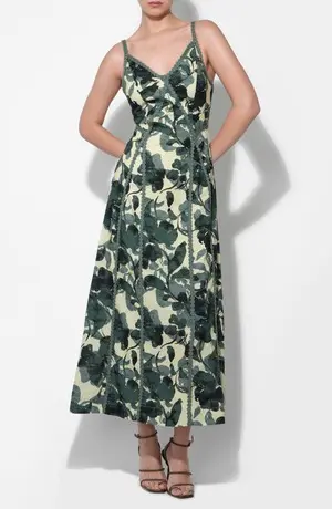 Adelyn Rae Madison Floral Print Cotton & Linen Maxi Slipdress