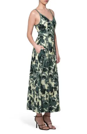 Adelyn Rae Madison Floral Print Cotton & Linen Maxi Slipdress