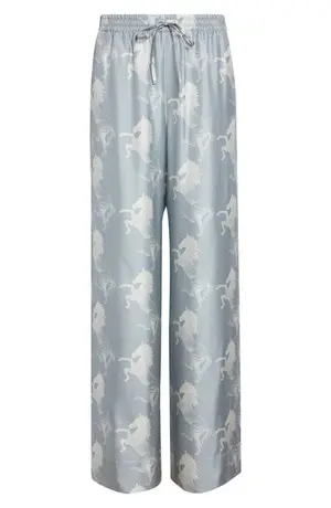 Stella McCartney Horse Print Paneled Silk Drawstring Pants