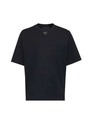 Prada Abbigliamento Oversized Black Cotton Logo T-shirt
