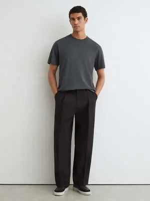 REISS Huxley Cotton Slub Relaxed-fit T-shirt - Navy
