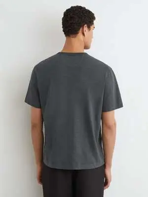 REISS Huxley Cotton Slub Relaxed-fit T-shirt - Navy