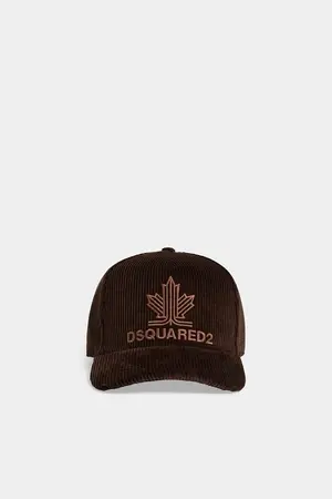 Dsquared2 Maple Leaf Embroidered Corduroy Baseball Cap - Brown