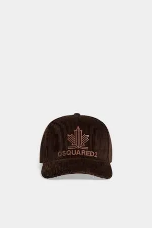 Dsquared2 Maple Leaf Embroidered Corduroy Baseball Cap - Brown