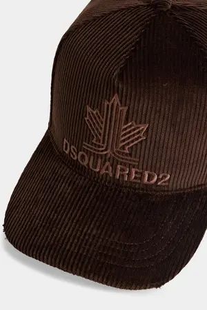 Dsquared2 Maple Leaf Embroidered Corduroy Baseball Cap