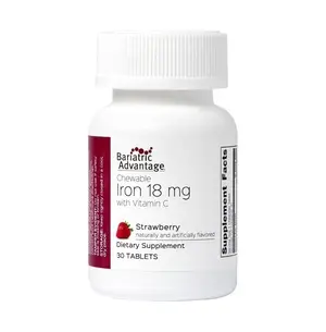 BARIATRIC ADVANTAGE Iron 18 Milligram With Vitamin C Chewable Ferronyl Carbonyl Iron Gentle On Stomach Strawberry - No Color