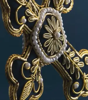 Harrods Velvet Embroidered Cross Tree Decoration