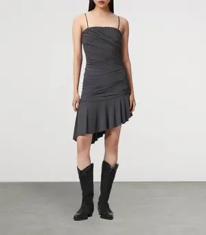 ALLSAINTS Ruched Asymmetric Sophia Mini Dress