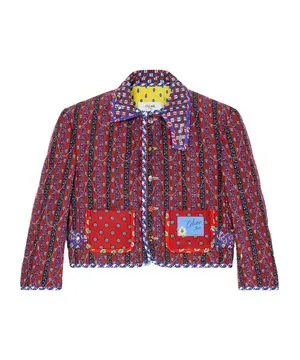 Celine Patchwork Jacket In Silk And Cotton - Red