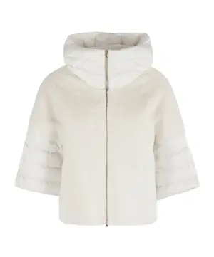 Herno Satin Alternative Fur Cape With Hood