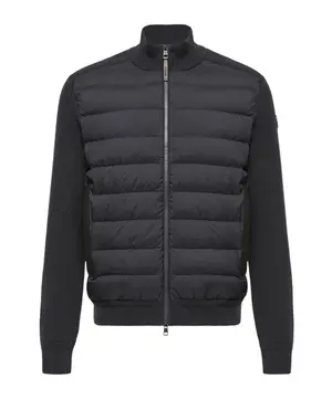 Moncler Wool Cashmere Blend Padded Zip-up Cardigan - No