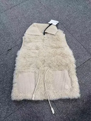 Moncler Drawstring Zip-up Padded Gilet - Light Beige
