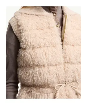 Moncler Drawstring Zip-up Padded Gilet - Light Beige