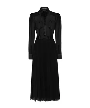 Dolce & Gabbana Chiffon Shirt Dress With Appliqu
