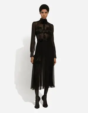 Dolce & Gabbana Chiffon Shirt Dress With Appliqu