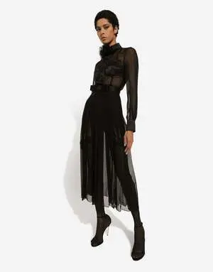 Dolce & Gabbana Chiffon Shirt Dress With Appliqu