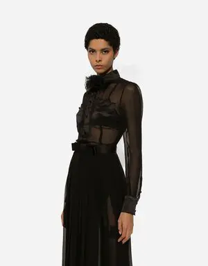 Dolce & Gabbana Chiffon Shirt Dress With Appliqu
