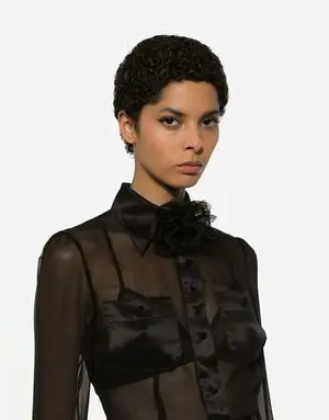 Dolce & Gabbana Chiffon Shirt Dress With Appliqu