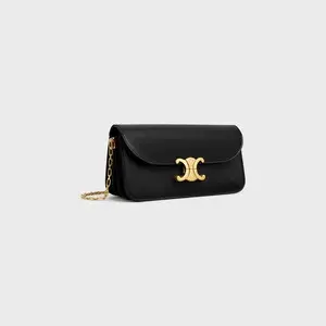 Celine Small Chain Triomphe In Shiny Calfskin