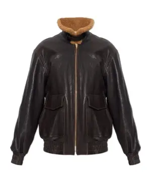 Valentino Garavani Shearling Collar Bomber Jacket - Black