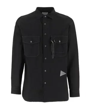 AND WANDER Practical Pocket Collar Shirt - Black