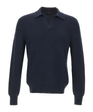 GRAN SASSO Long-sleeve Polo Shirt - Black