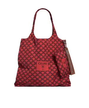 Celine Shopping Bag Padded In Nylon And Calfskin - Red