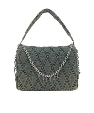 DIESEL® Large Quilted Shoulder Bag With Charm Detail