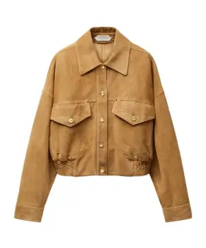 Versace Suede Blouson Jacket With Medusa Hardware