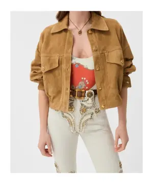 Versace Suede Blouson Jacket With Medusa Hardware