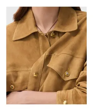 Versace Suede Blouson Jacket With Medusa Hardware