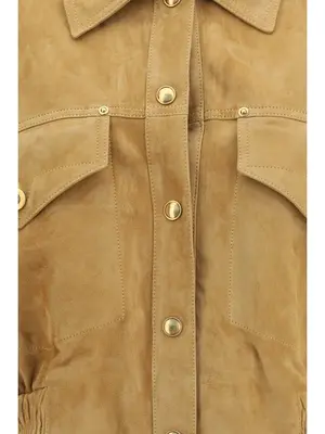 Versace Long-sleeved Button-up Blouson With Medusa Hardware - Beige