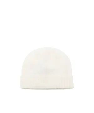 Malo Fine-knit Turn-up Brim Beanie - White