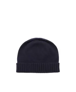 Malo Fine-knit Turn-up Brim Beanie - Black