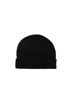 Malo Fine-knit Turn-up Brim Beanie - Black