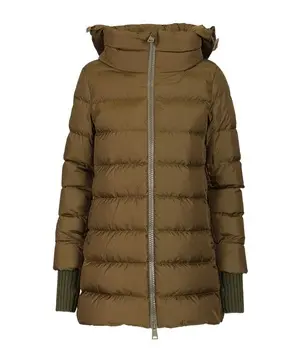 Herno Hooded Zip-up Down Jacket With Panelled Cuffs