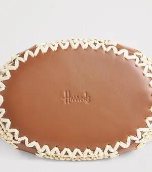 Harrods Small Raffia Tote Bag With Leather Accents