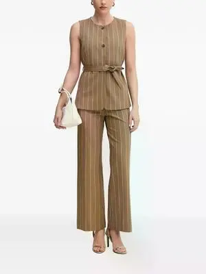 BENETTON Pinstripe Belted Sleeveless Top - Neutrals