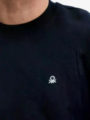 BENETTON Crew Neck Long Sleeve Sweater With Logo Patch