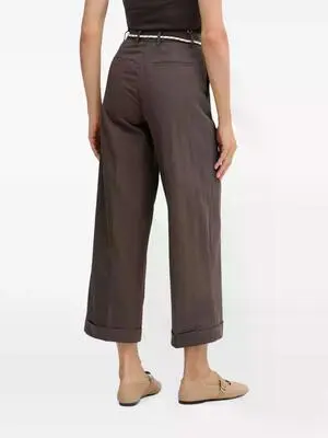 BENETTON Wide Leg Trousers With Rope Belt - Brown