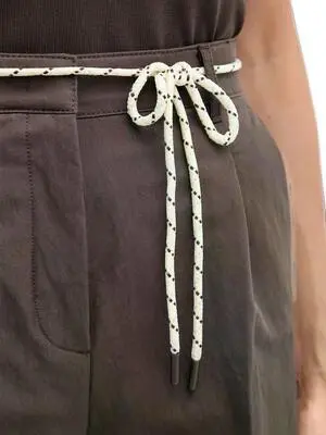 BENETTON Wide Leg Trousers With Rope Belt - Brown