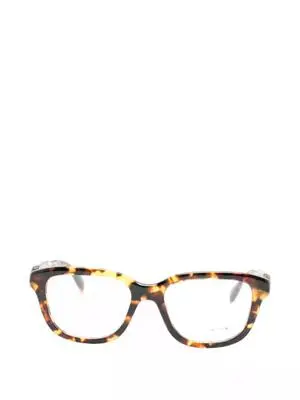 Miu Miu Tortoiseshell Effect Square Frame Glasses - Brown