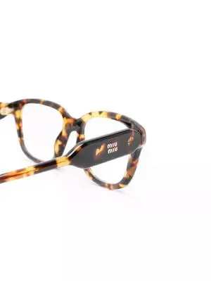 Miu Miu Tortoiseshell Effect Square Frame Glasses