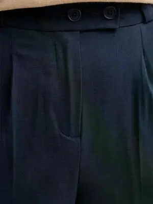 BENETTON Navy Tailored Pleat Detail Trousers